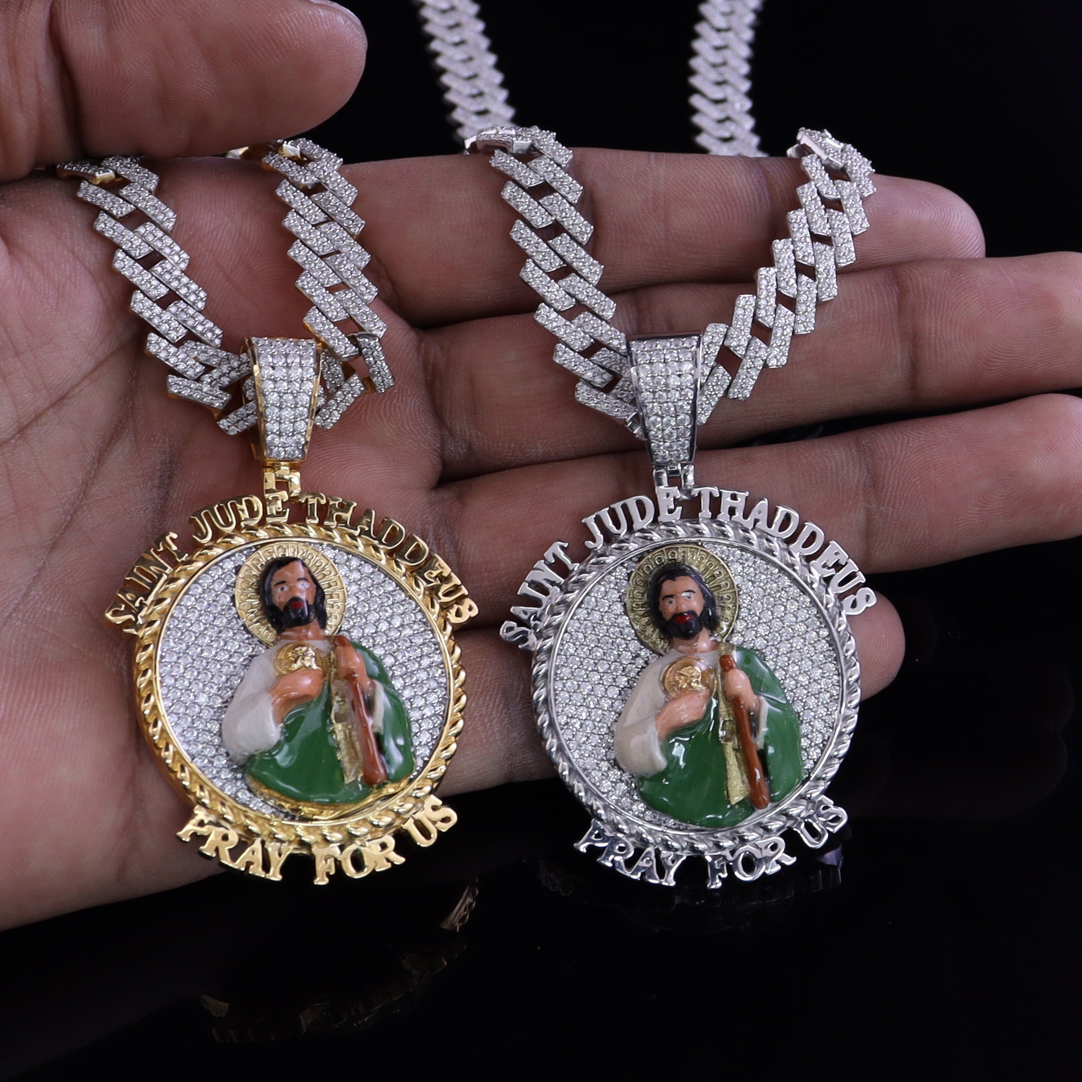 King Of Bling's Moissanite Vvs ' IF'D' 2.00CT Enamel 'SAINT JUDE' White ...